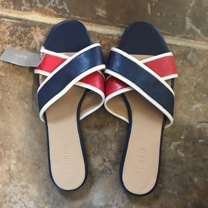 J. Crew | Shoes | J Crew Colorblock Leather Slide Sandals | Poshmark